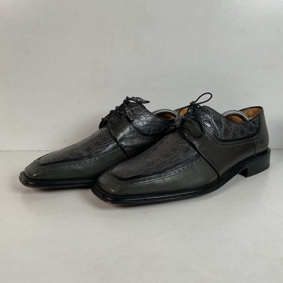Mezlan | Shoes | Mezlan Grey Crocodile Derby Shoes M Exotic Bias Cut ...